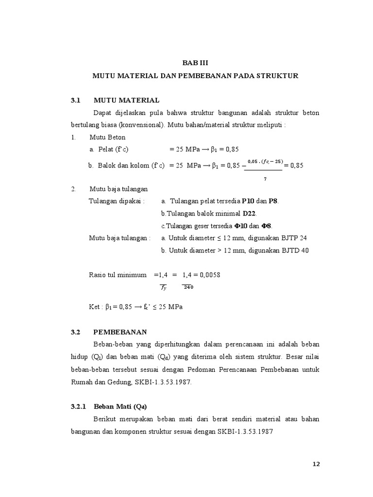 Bab 3 - Mutu Material & Pembebanan Pada Struktur | PDF