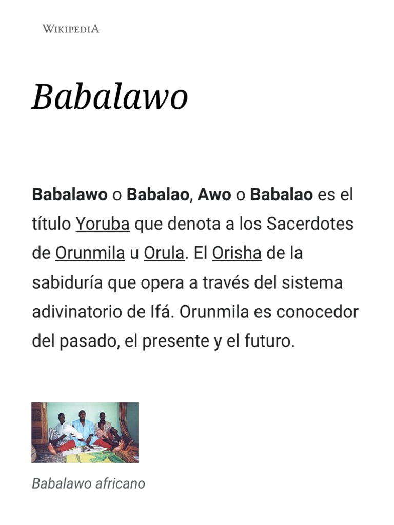 Babalawo - Wikipedia, La Enciclopedia Libre | PDF | Religión étnica ...