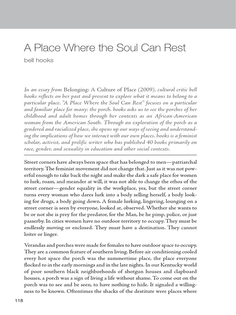 Bell Hooks - Where The Soul Can Rest | PDF | Racism | Discrimination ...