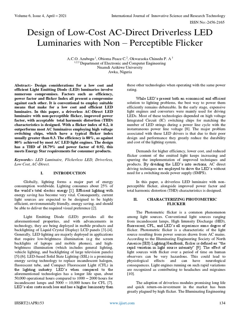 Design of Low-Cost AC-Direct Driverless LED Luminaries With Non ...