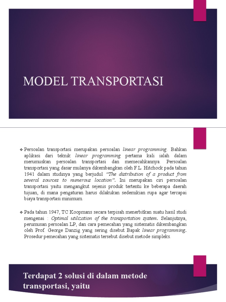 Model Transportasi Bagian I | PDF
