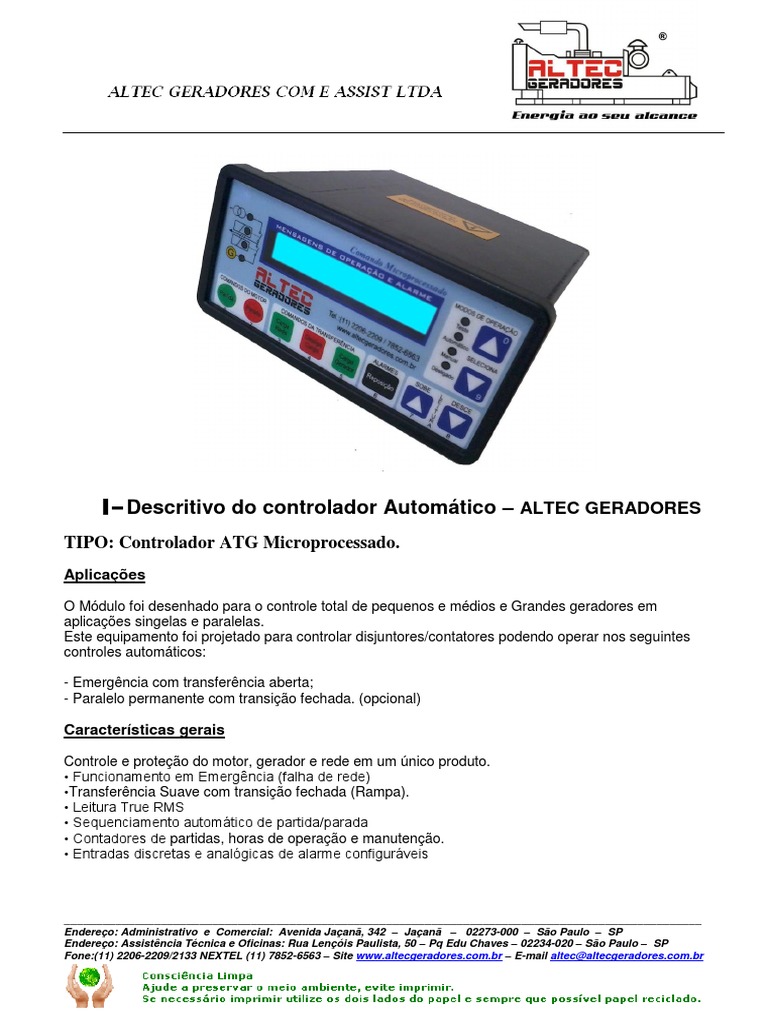 Módulo Altec Geradores - Automatização | PDF | Relé | Eletricidade