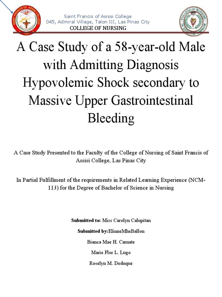 A Case Study of A 58-Year-Old Male With Admitting Diagnosis Hypovolemic ...