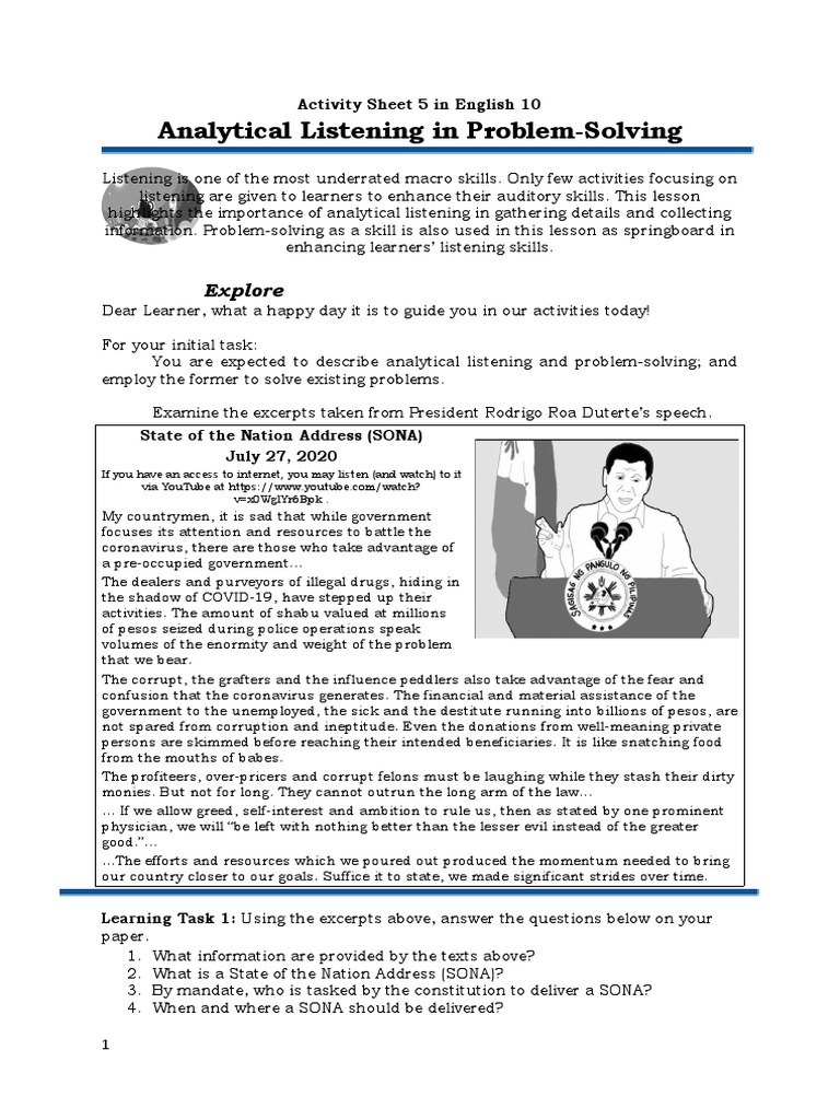 Analytical Listening in Problem Solving | PDF | Nonverbal Communication ...