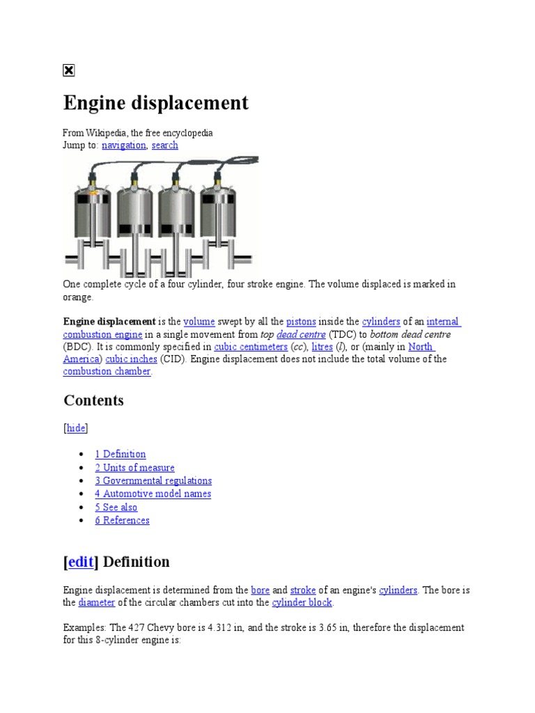 Engine displacement volume calculation | PDF | General Motors | Chevrolet