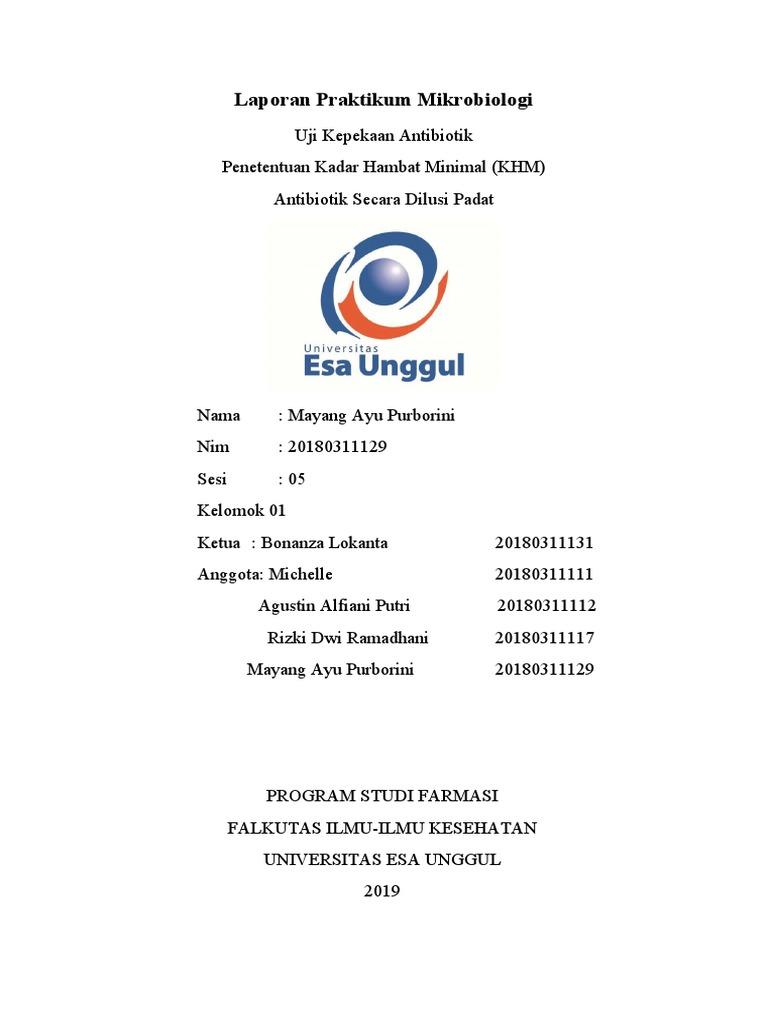 KETERANGAN KHM ANTIBIOTIK SECARA DILUSI PADAT | PDF