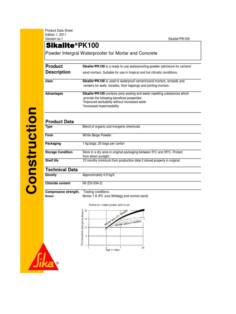 Sikalite®PK100: Powder Intergral Waterproofer For Mortar and Concrete ...