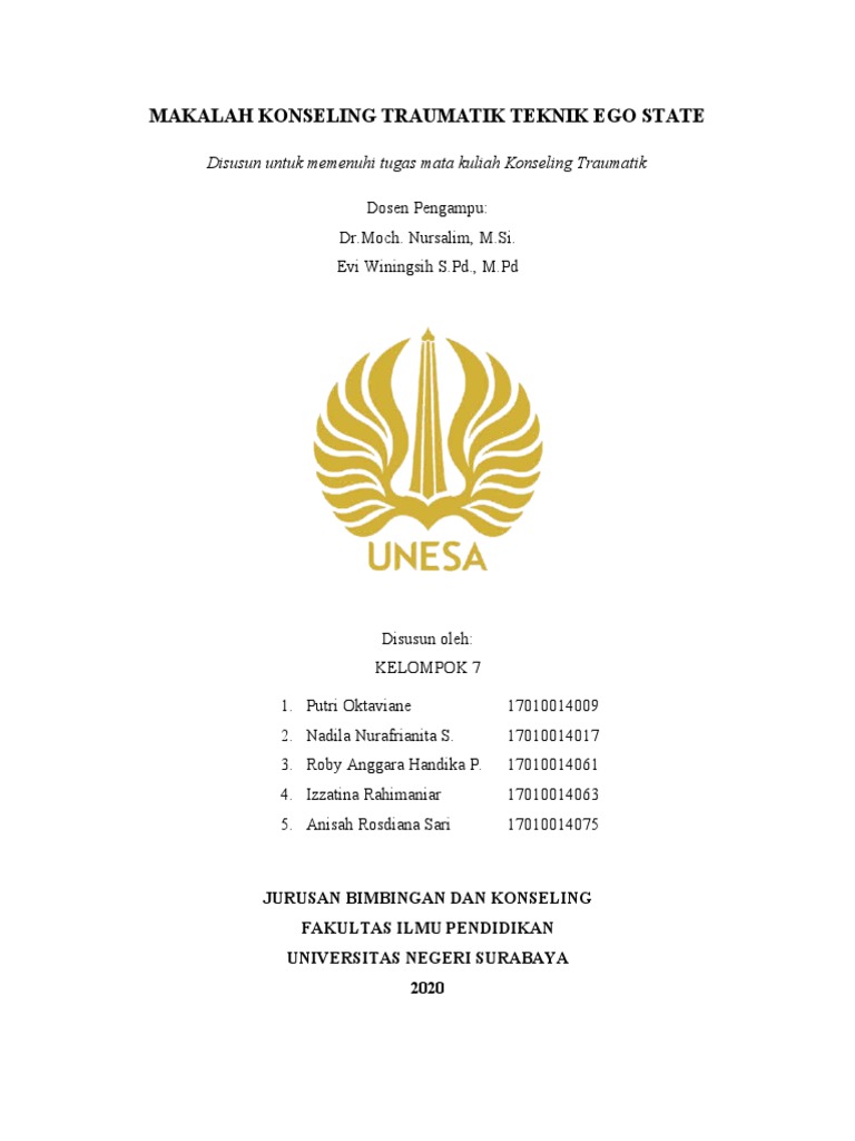 MAKALAH KONSELING TRAUMATIK TEKNIK EGO STATE Edit | PDF