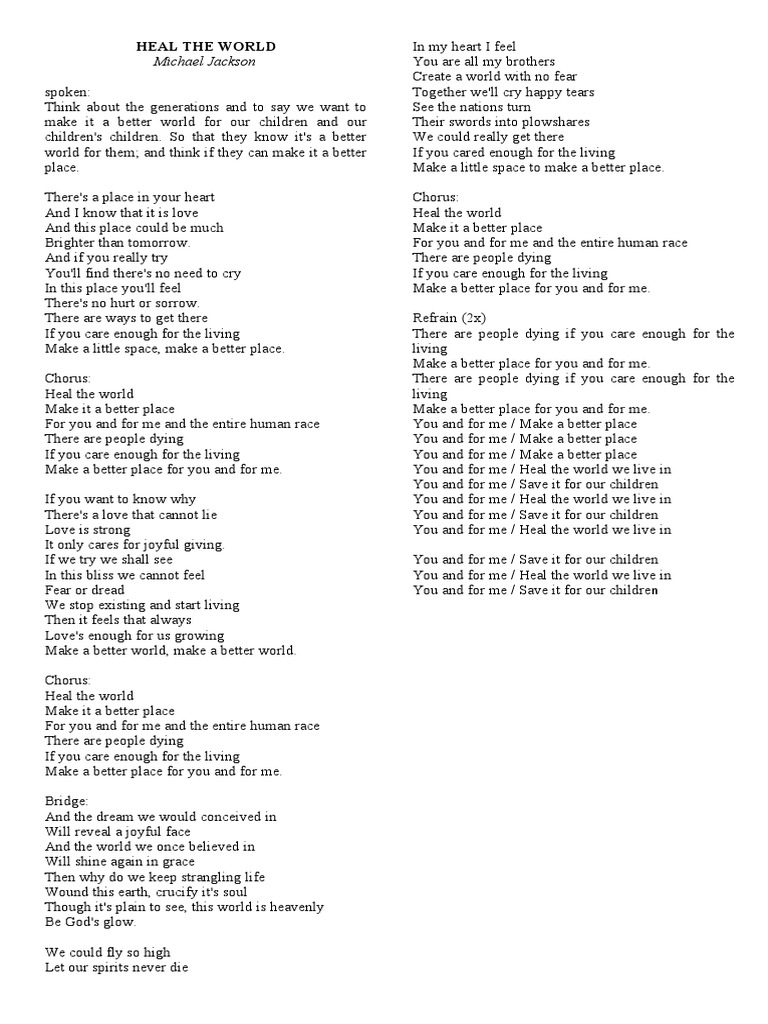 Heal The World Complete | PDF | Love