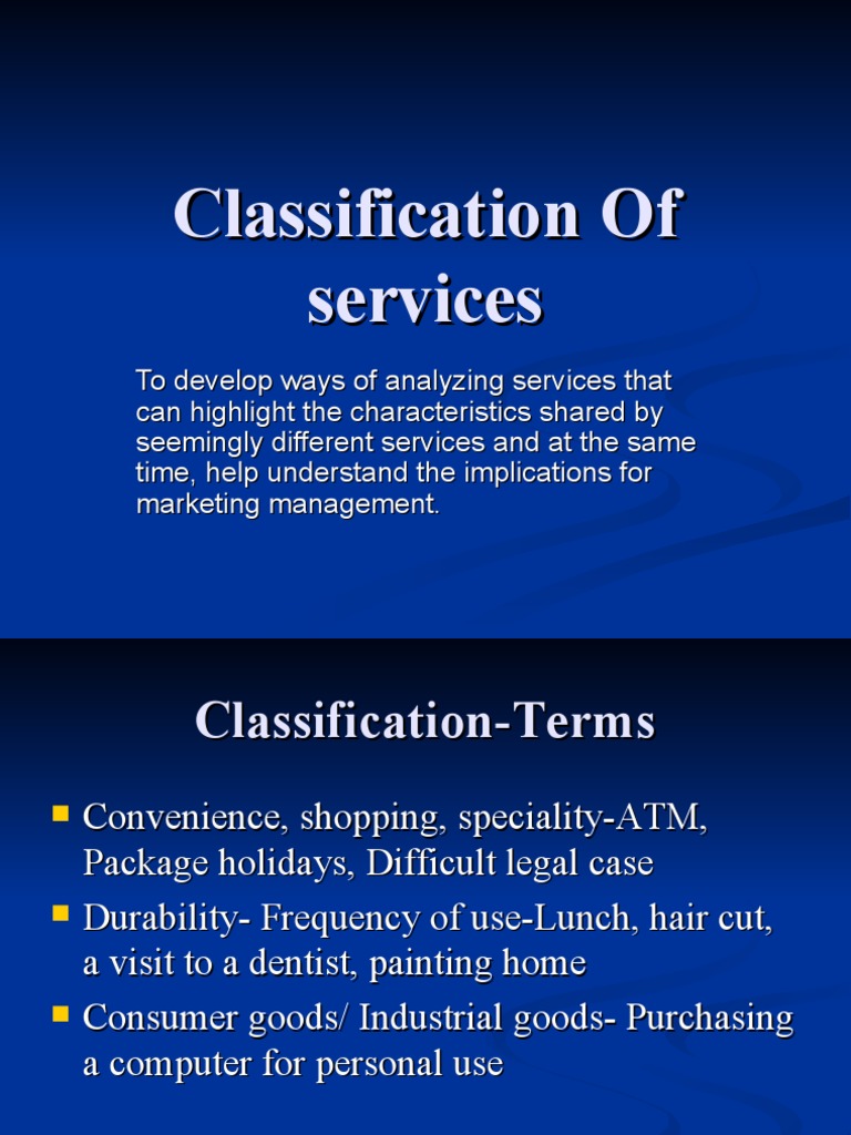 Classification of Services | PDF | Customer | Goods