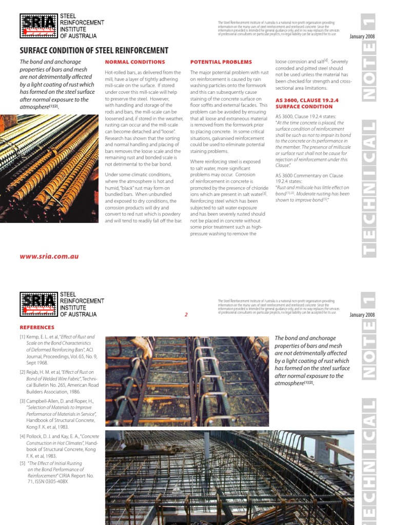 Surface Condition of Steel Reinforcement | PDF | Rust | Corrosion