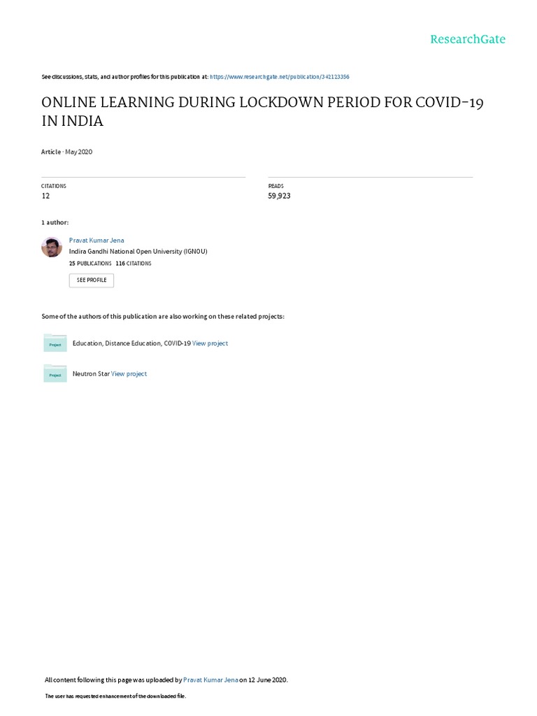 Online Learning in India's COVID Lockdown | PDF | Educational ...