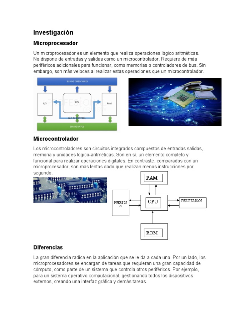 Microprocesador vs Microcontrolador: Diferencias | PDF | Negocios | Informática
