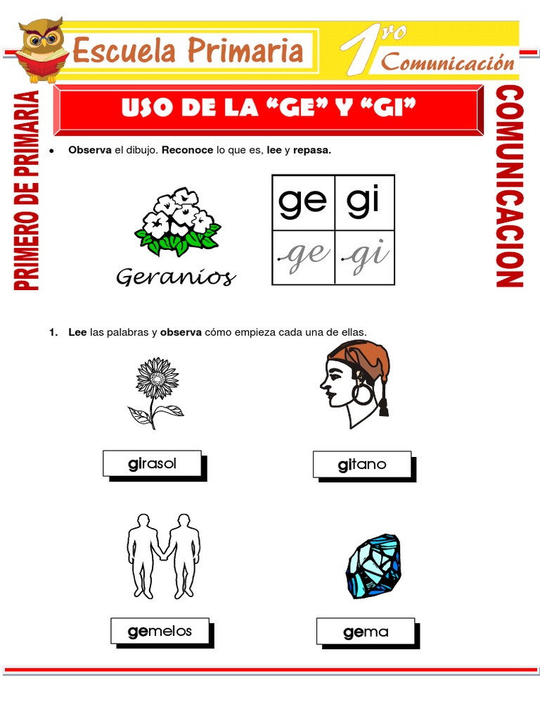 Uso de La Ge y Gi para Primero de Primaria | PDF