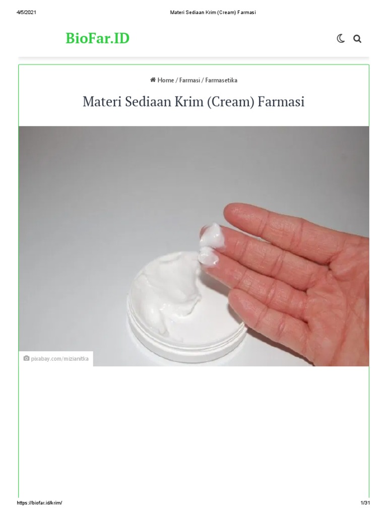 Materi Sediaan Krim (Cream) | PDF