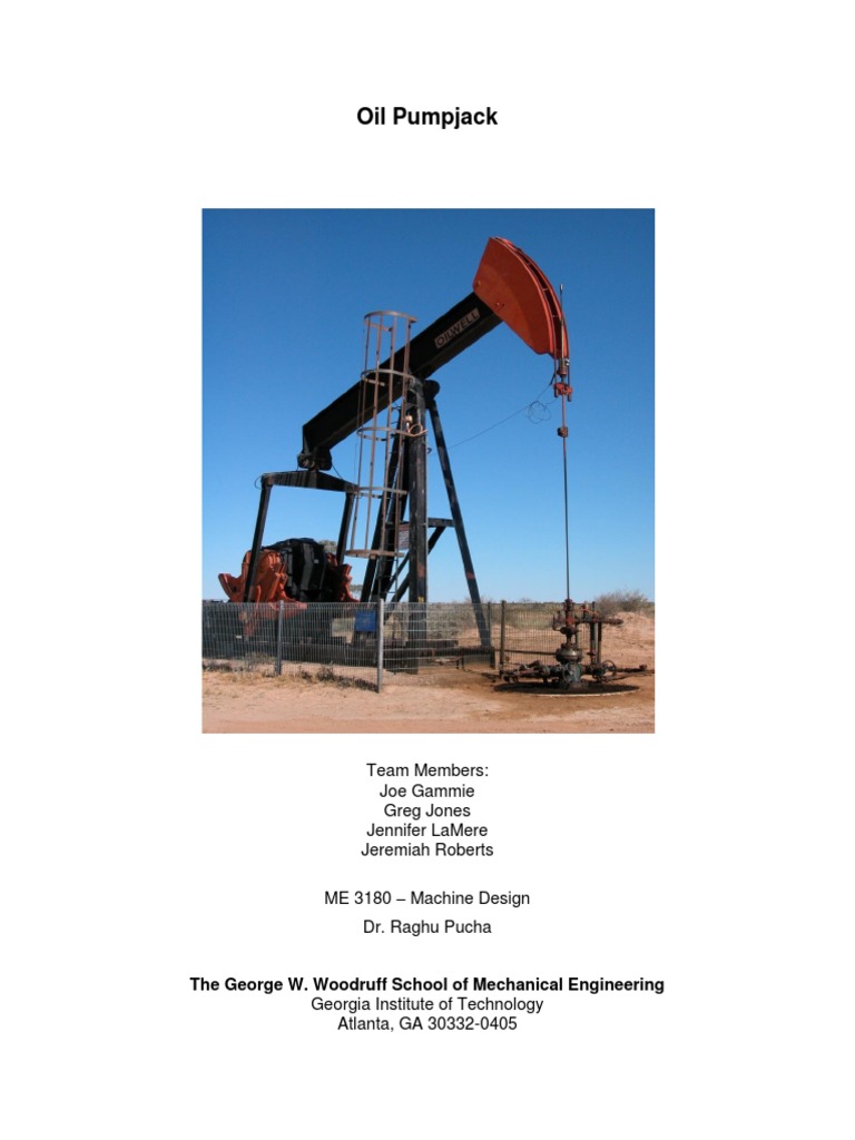Documents - Pub Me3180 Pumpjack Design Project | PDF | Strength Of Materials | Screw