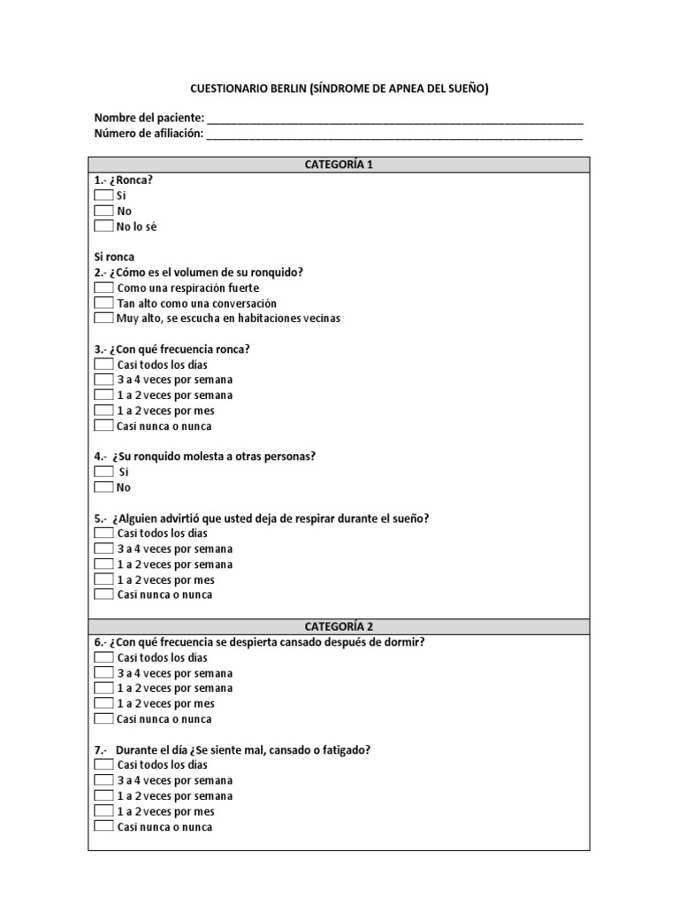 Cuestionario Berlin | PDF