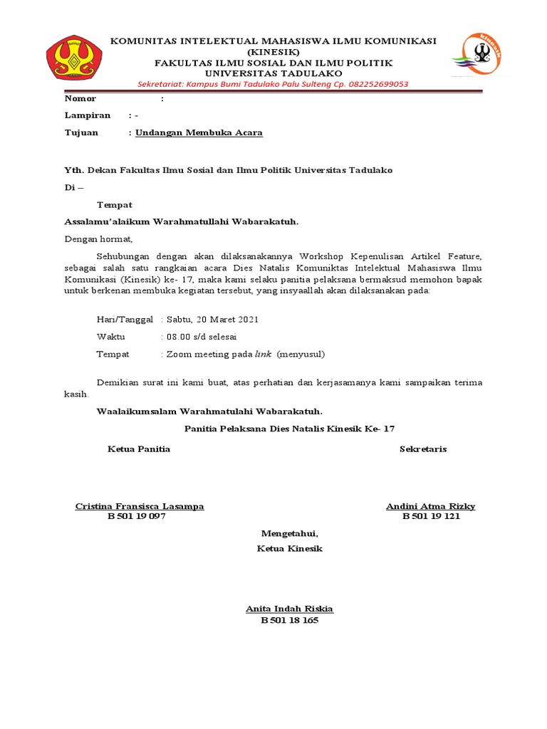 Surat Undangan Workshop Dekan Dan Kaprodi | PDF