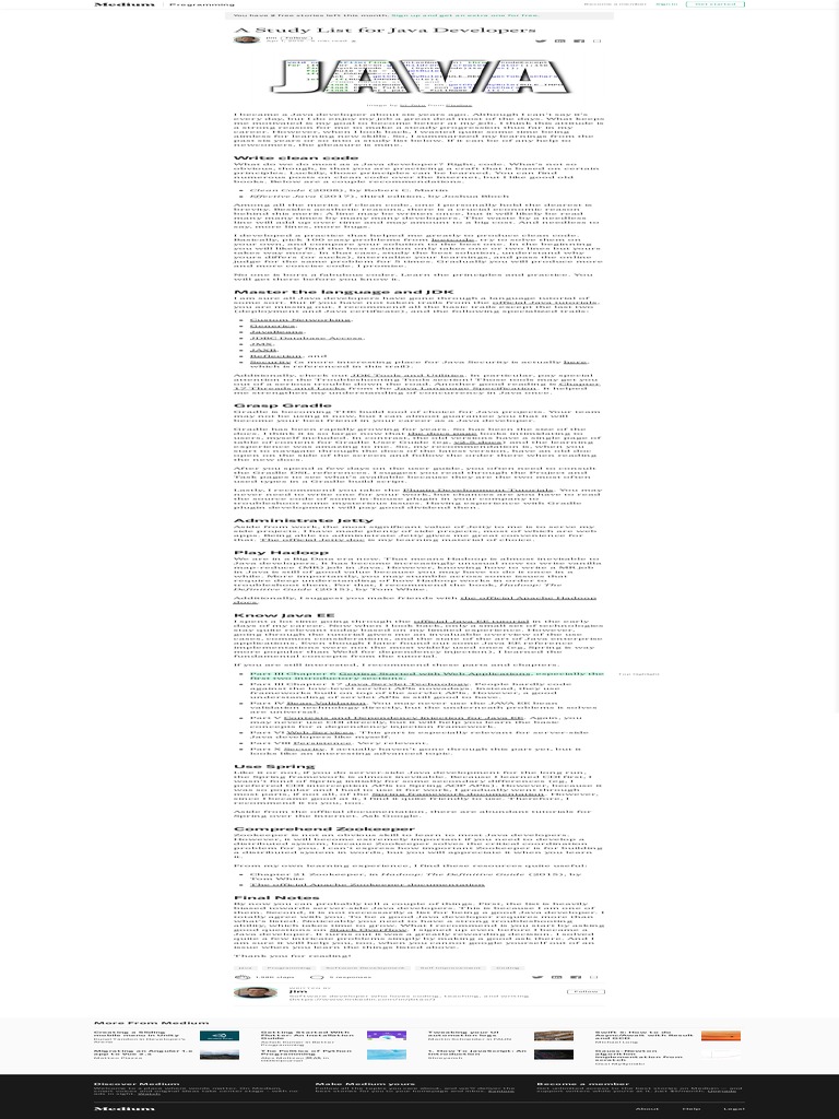 A Study List For Java Developers | PDF | Spring Framework | Java ...