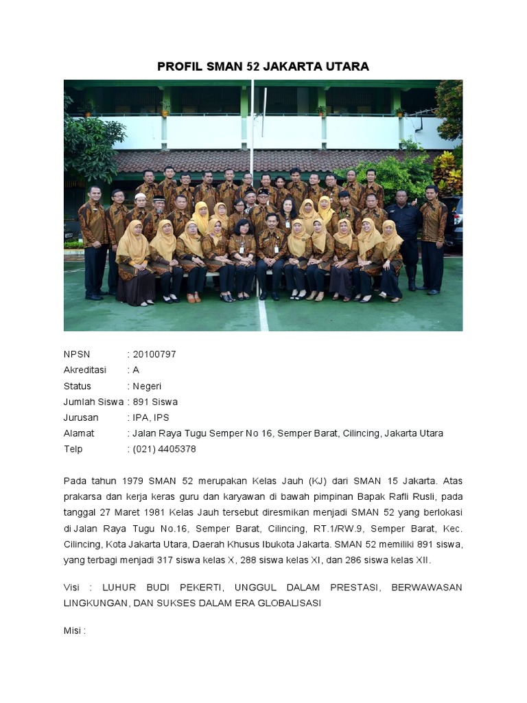Profil SMAN 52 Jakarta Utara | PDF
