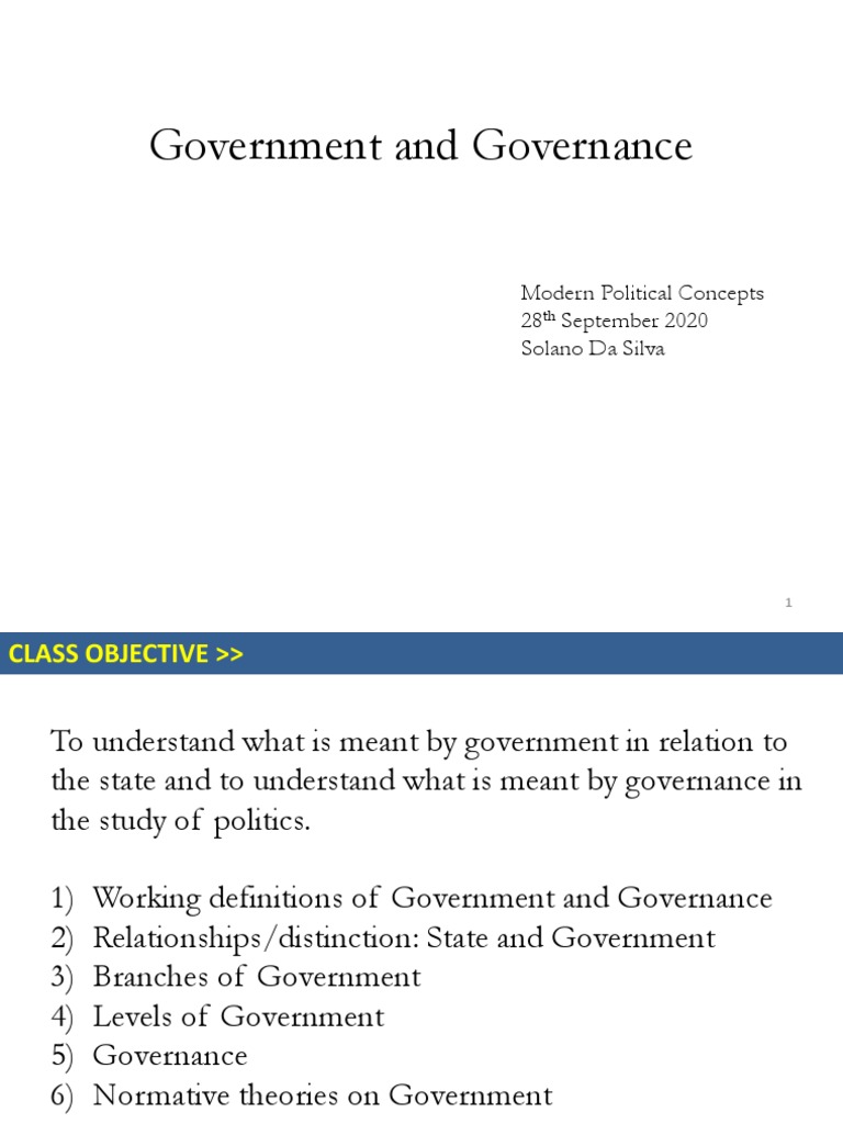 Government and Governance: Modern Political Concepts 28 September 2020 ...