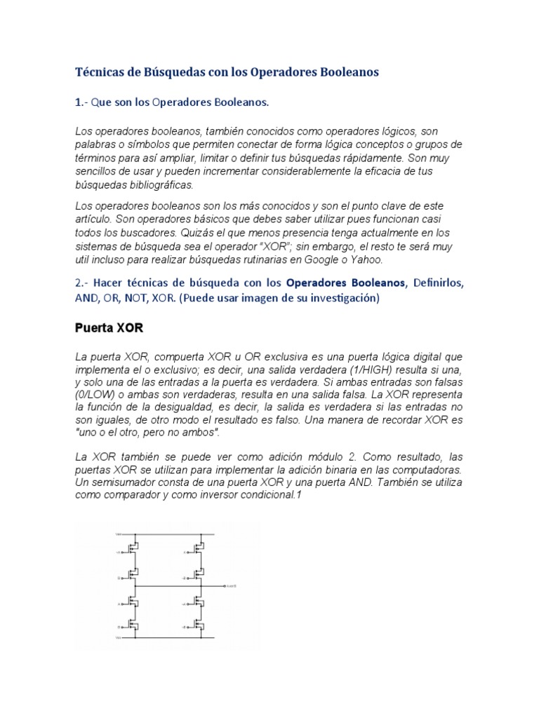 Operadores Booleanos | PDF | Puerta lógica | Informática teórica