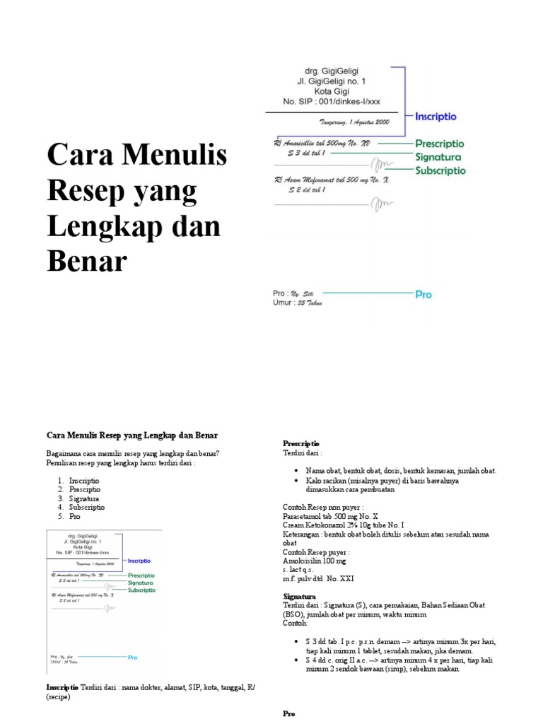 Cara Menulis Resep Yang Lengkap Dan Bena | PDF