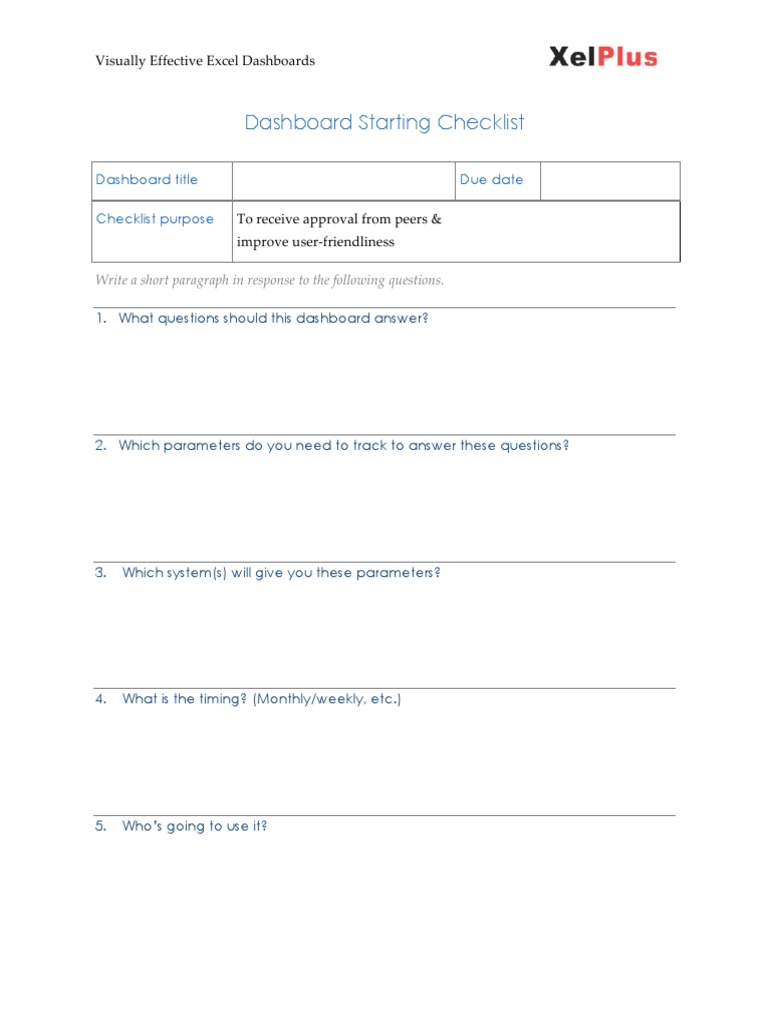 Dashboard Implementation Checklist | PDF