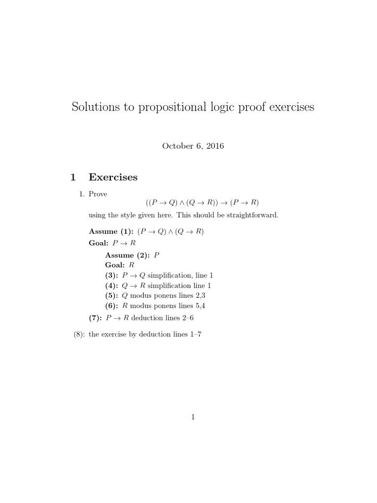 Proof Solutions 1 | PDF | Deductive Reasoning | Mathematical Logic