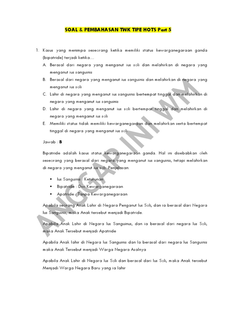 TWK Hots 5 - (Soal & Pembahasann) | PDF