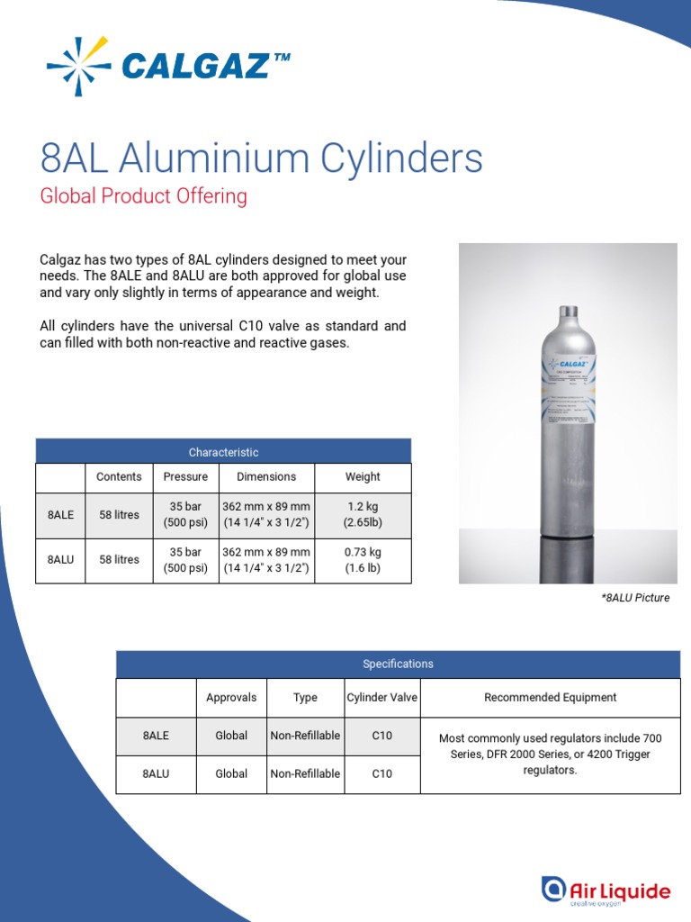 8AL Aluminium Cylinders: Global Product Offering | PDF | Gases ...