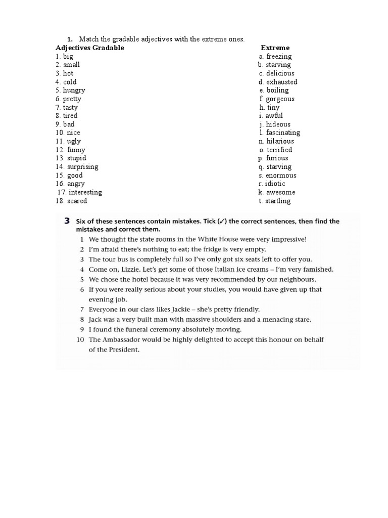 Non Gradable Adjectives Exercises | PDF