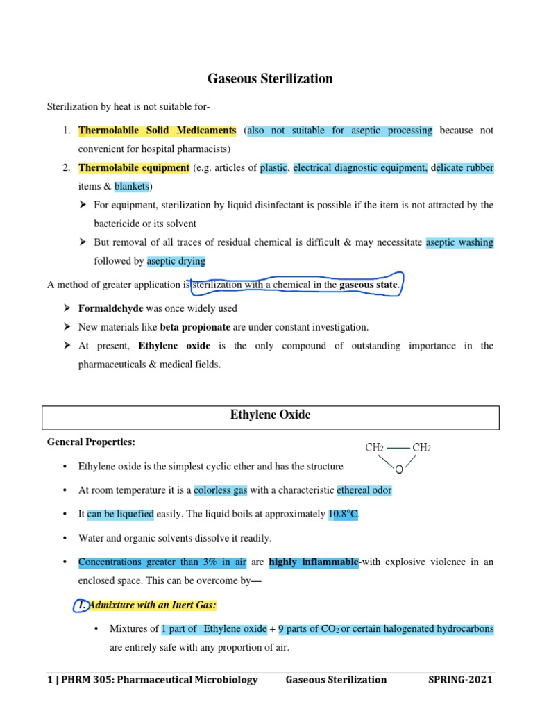 Gaseous Sterilization | PDF | Sterilization (Microbiology) | Gases
