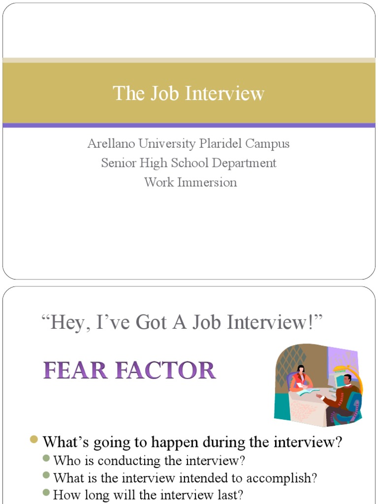 The Job Interview: Arellano University Plaridel Campus Senior High ...
