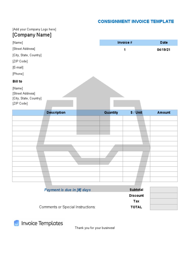 Consignment Invoice Template | PDF