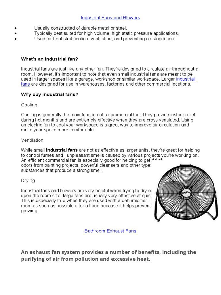 Fans Report (Types of Fans) | PDF | Ventilation (Architecture ...