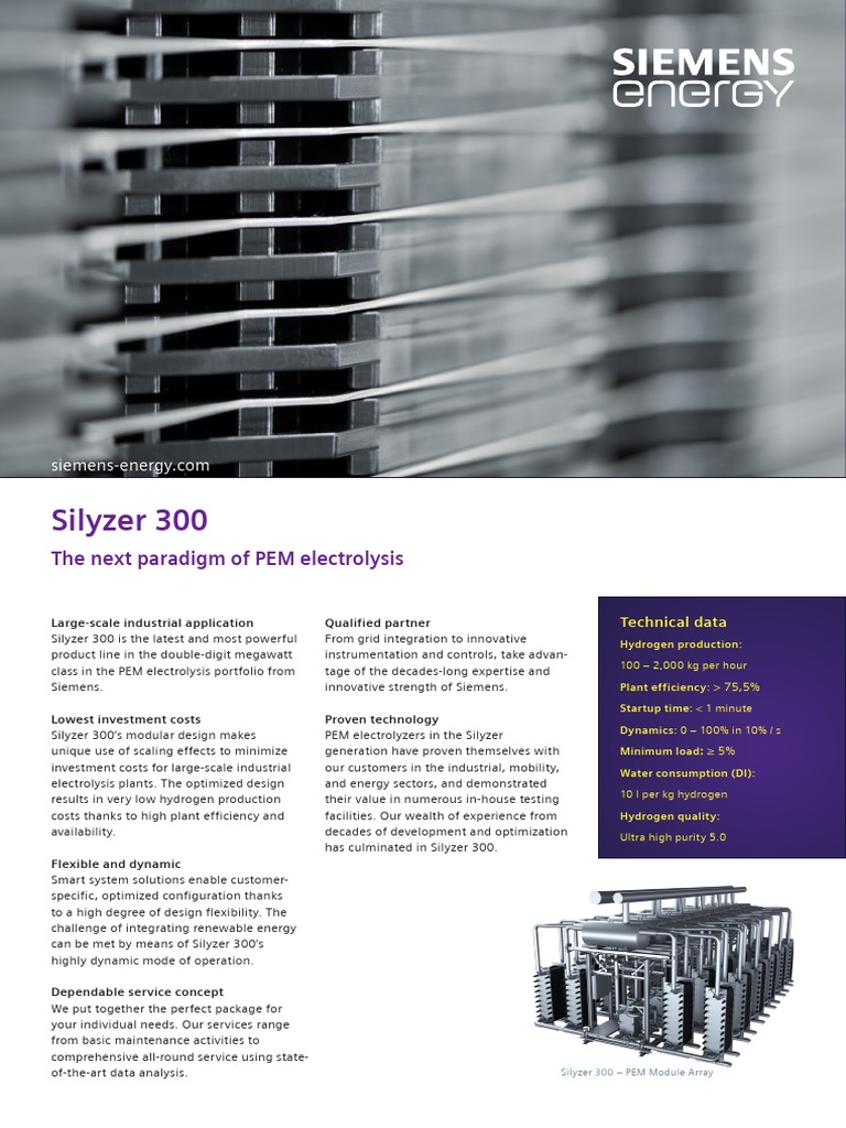 Silyzer 300: The Next Paradigm of PEM Electrolysis | PDF | Hydrogen ...