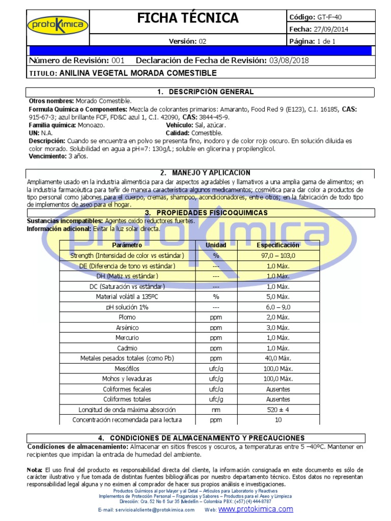 Anilina | PDF | Color | Ciencias fisicas