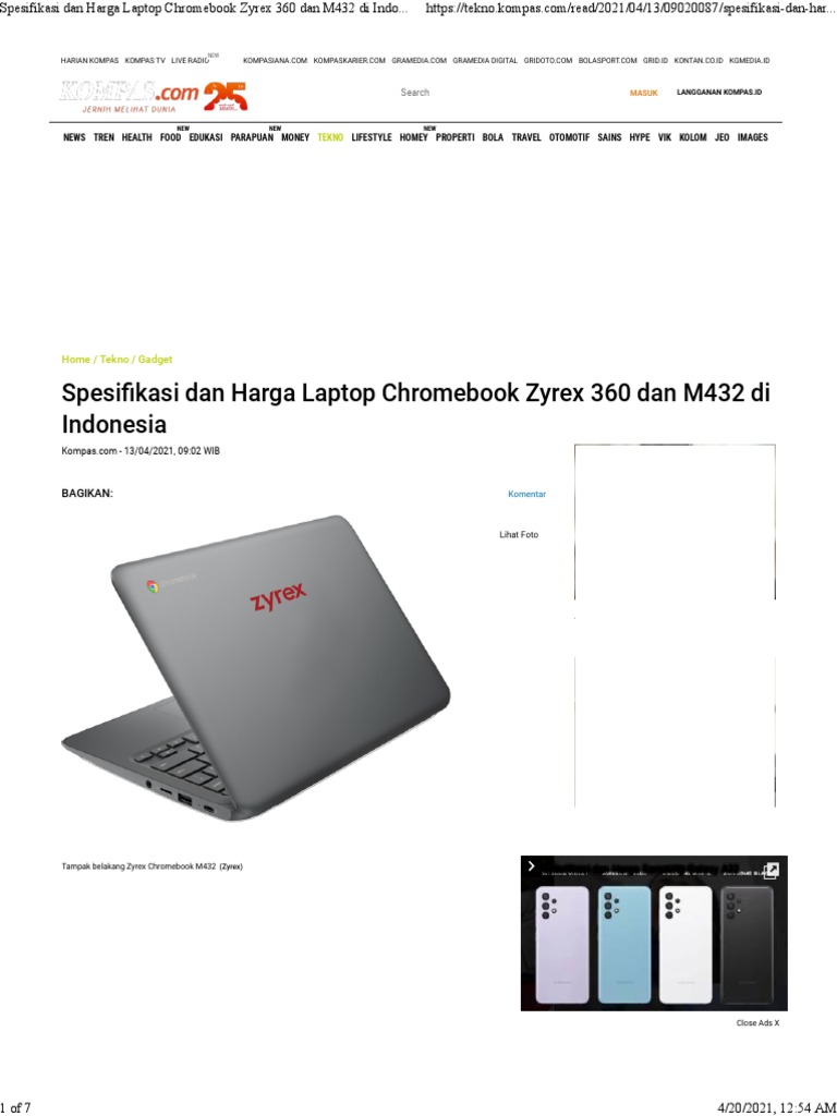 Spesifikasi Dan Harga Laptop Chromebook Zyrex 360 Dan M432 Di Indonesia | PDF