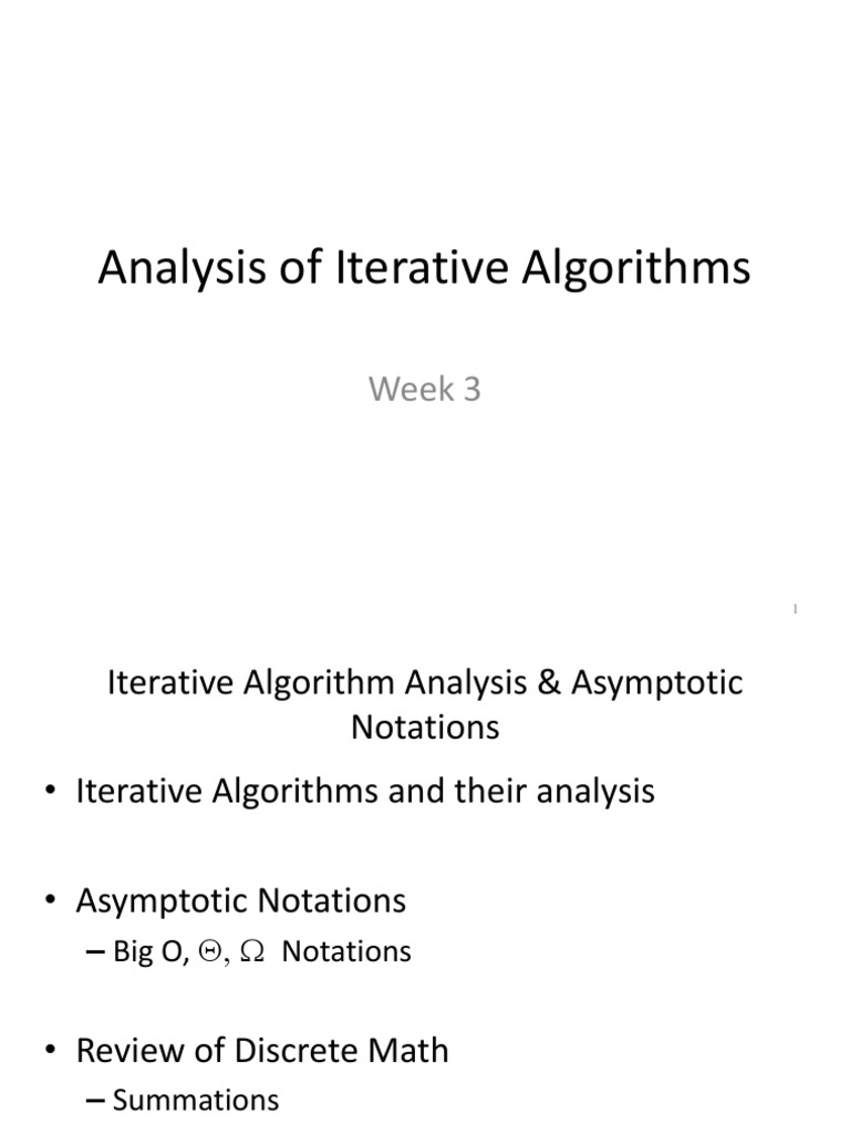 Analysis of Iterative Algorithms: Week 3 | PDF | Time Complexity | Summation