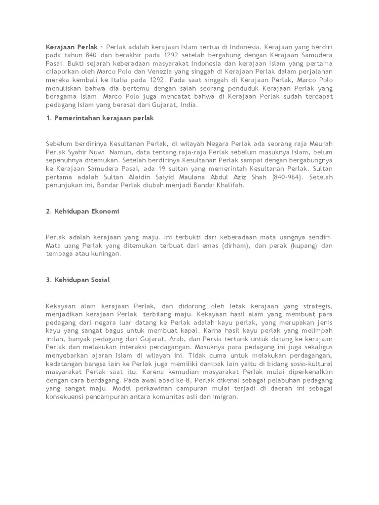 Kerajaan Perlak | PDF | Sejarah