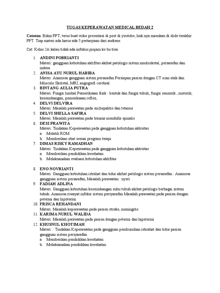 Pembagian Tugas KMB 2 | PDF