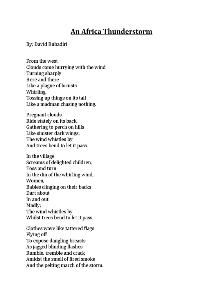 An Africa Thunderstorm | PDF | Poetry | Nostalgia