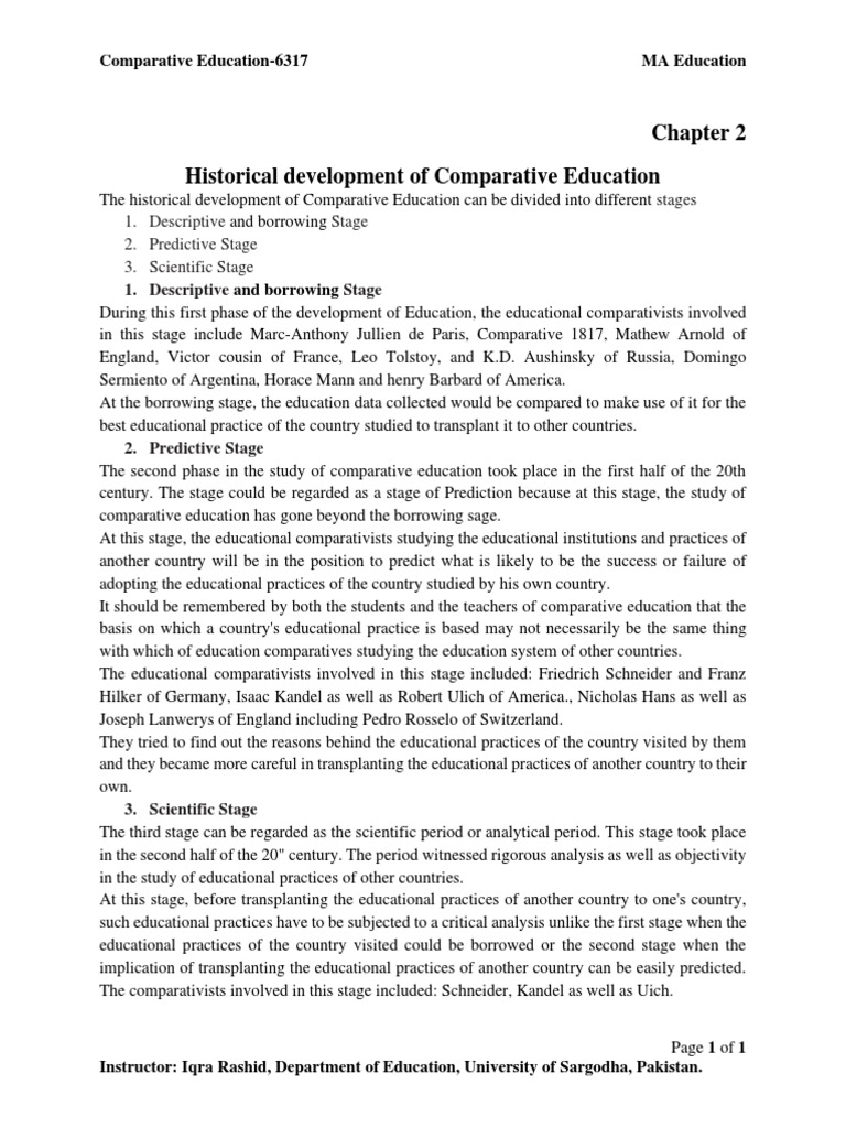 Stages in Comparative Education History | PDF | Science