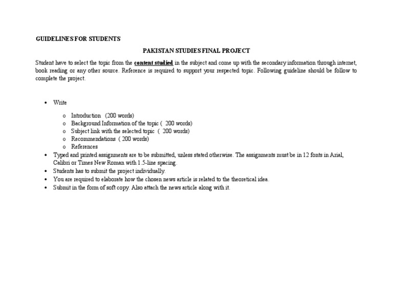 Project Guidelines For Students PDF