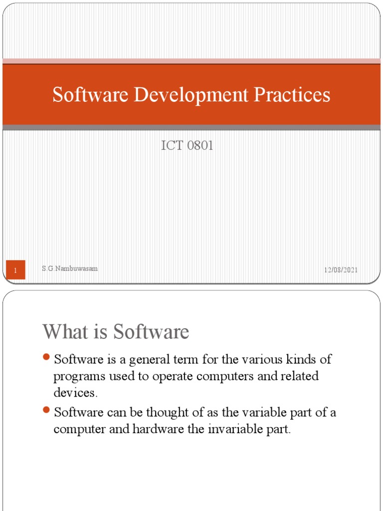 Software Development Practices: 12/08/2021 S.G.Nambuwasam | PDF | Software Development Process ...