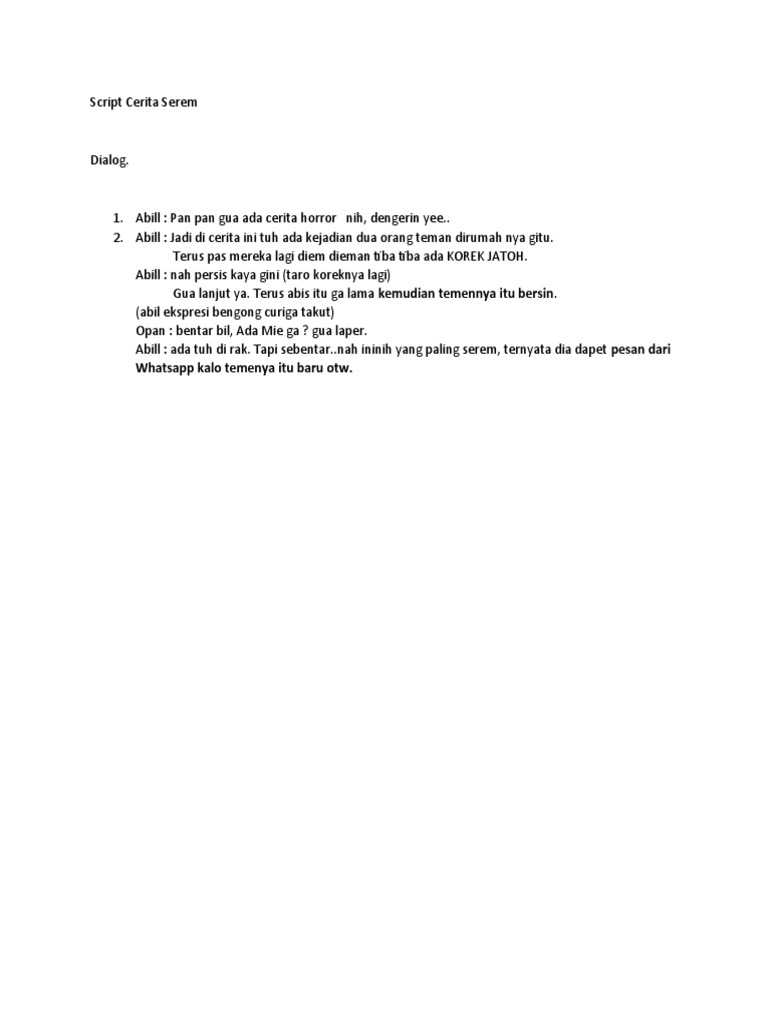 Script Cerita Serem | PDF