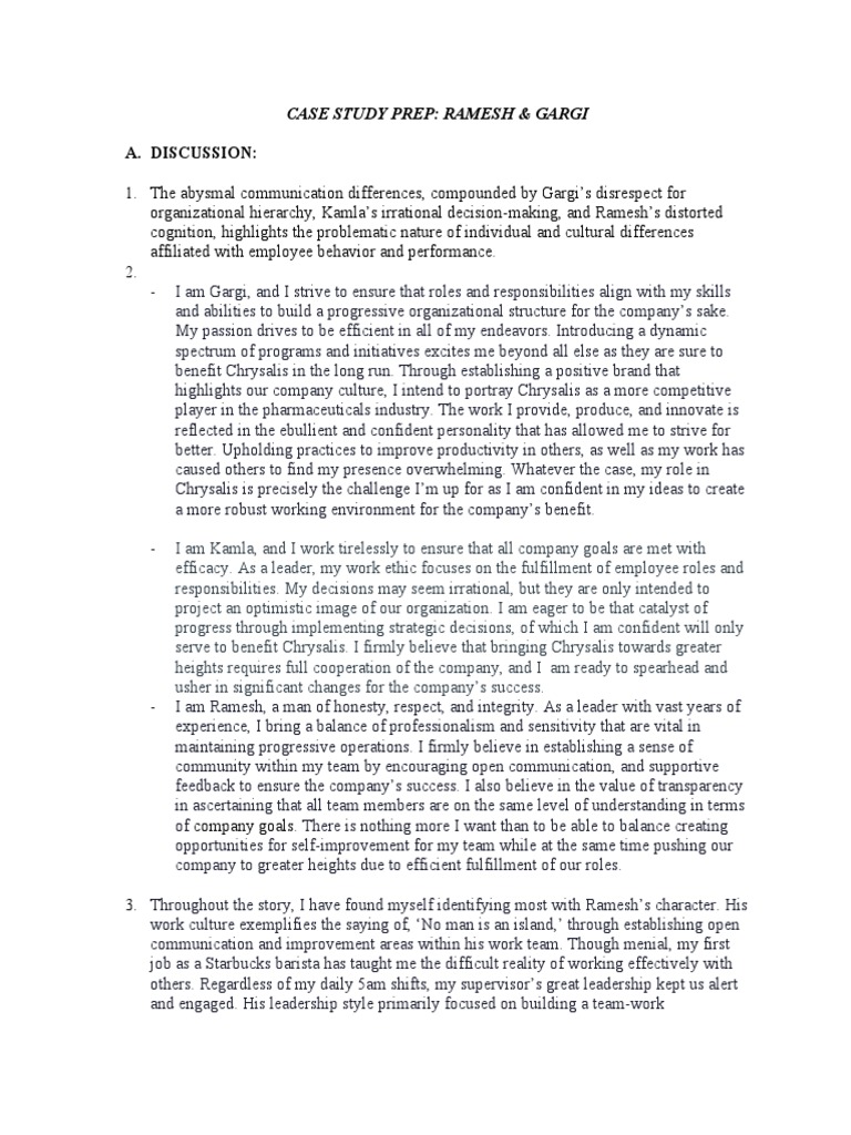 Case Study Prep | PDF | Decision Making | Perception