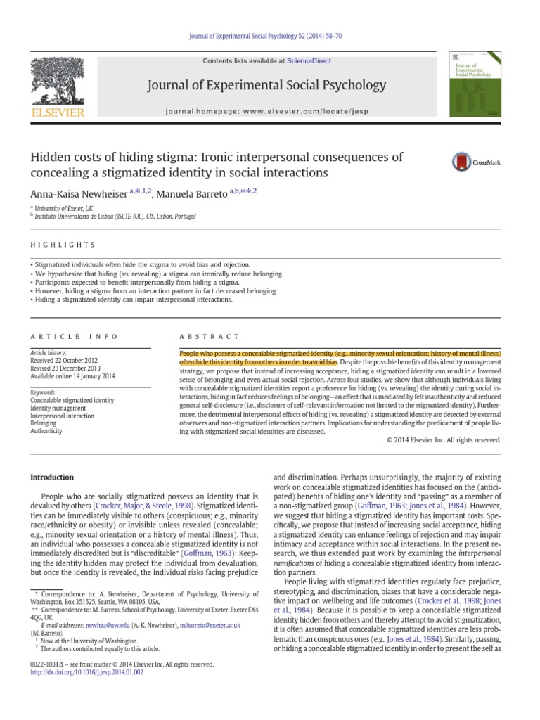 Journal of Experimental Social Psychology: Anna-Kaisa Newheiser ...