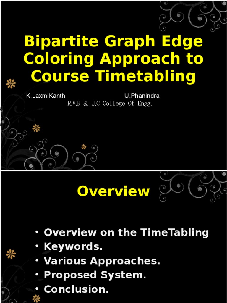 Bipartite Graph Edge Coloring Approach To Course Timetabling Pdf 2987
